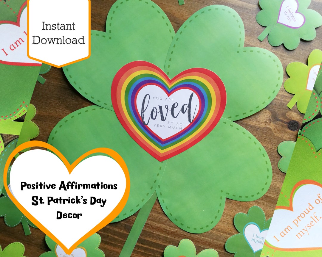 St. Patrick's Day Printable Decor, Shamrock Positive Affirmations ...