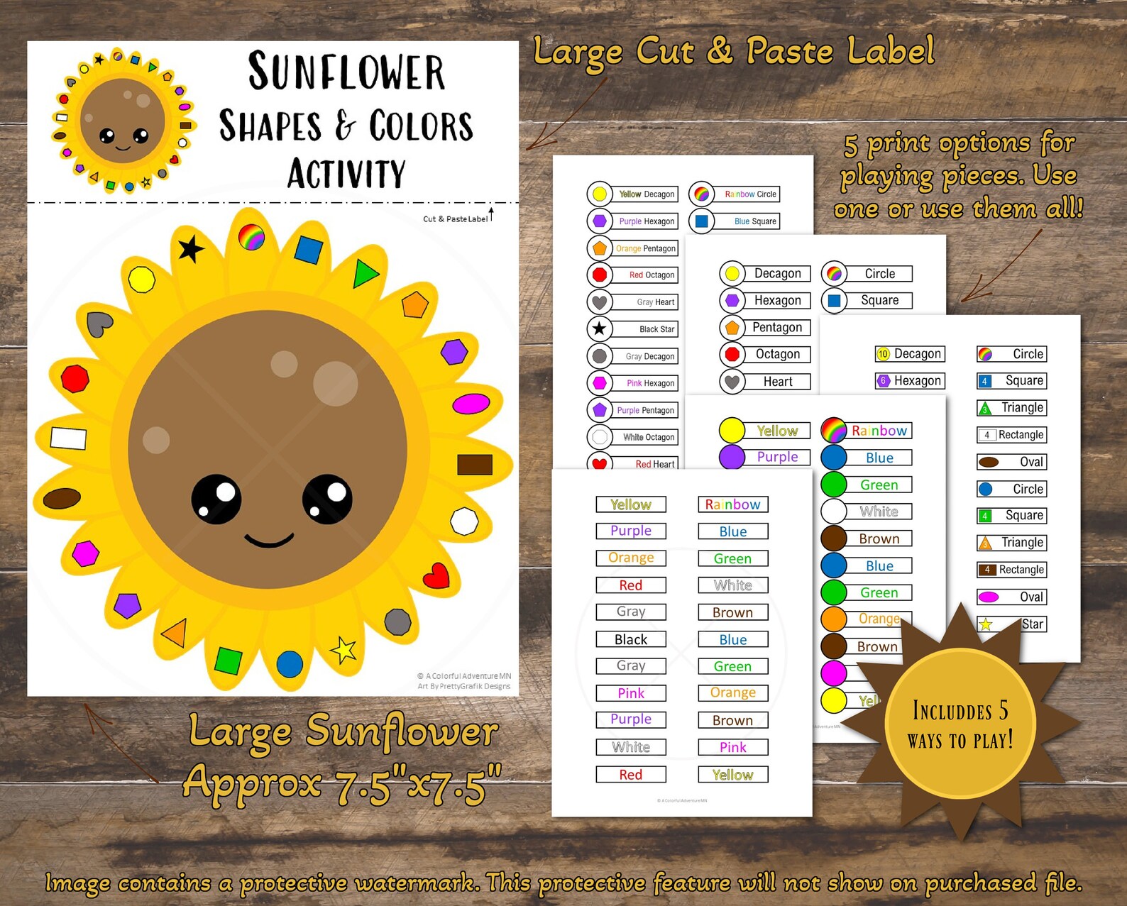 Sunflower Fine Motor Activity Shapes and Colors Printable - Etsy