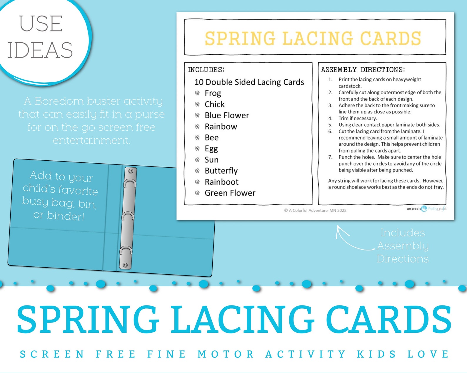Spring Lacing Cards Fine Motor Activity Educational | Etsy