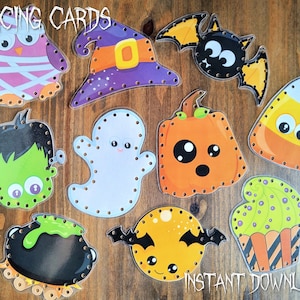 Halloween Lacing Cards Halloween Sewing Cards Fine Motor - Etsy