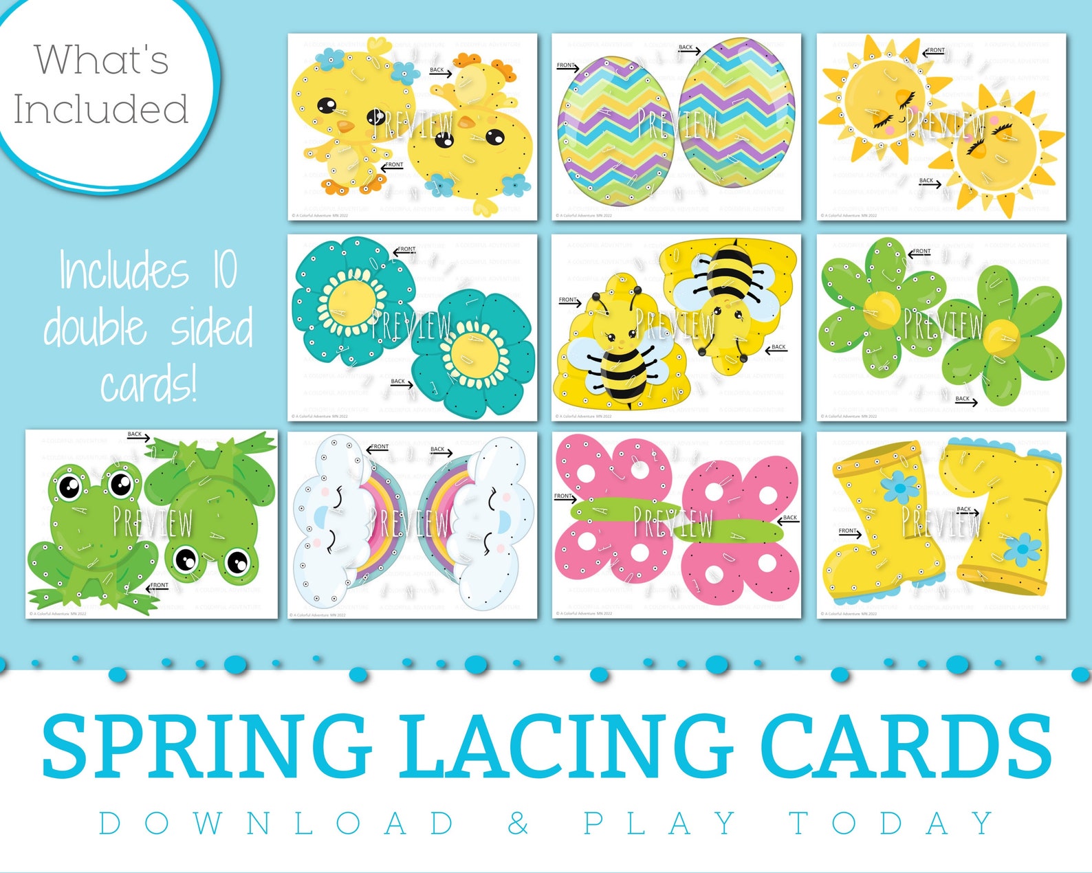 Spring Lacing Cards Fine Motor Activity Educational | Etsy
