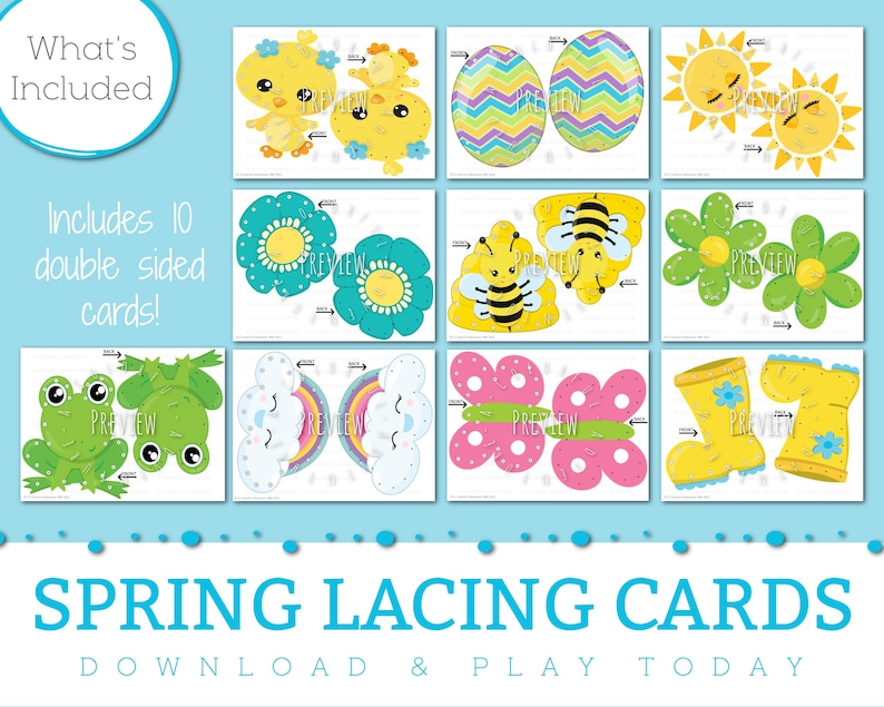 Spring Lacing Cards Fine Motor Activity Educational | Etsy