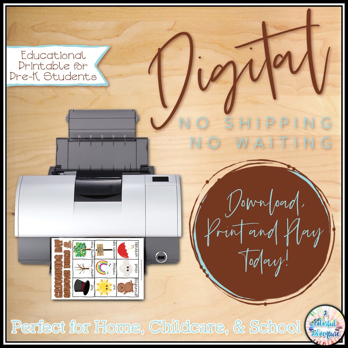 Groundhog Day Shadows Preschool Bingo Printable, Kids Party Game ...