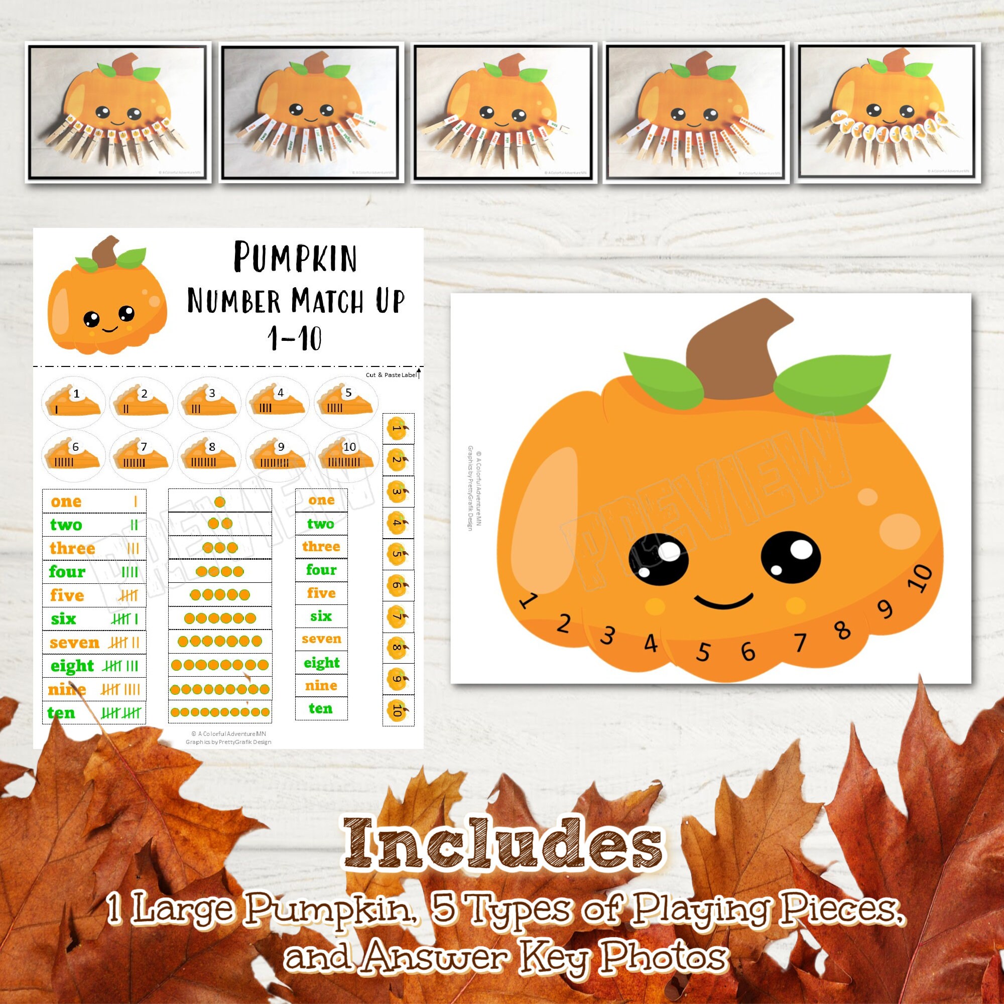 Fall Pumpkin Number Sense Printable: Preschool Counting Activity ...