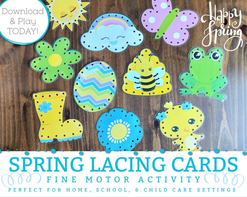 Spring Lacing Cards Fine Motor Activity Educational | Etsy
