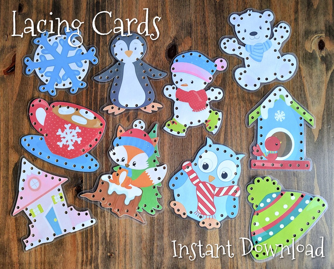 Winter Lacing Cards, Fine Motor Activity, Preschool Centers, Preschool ...