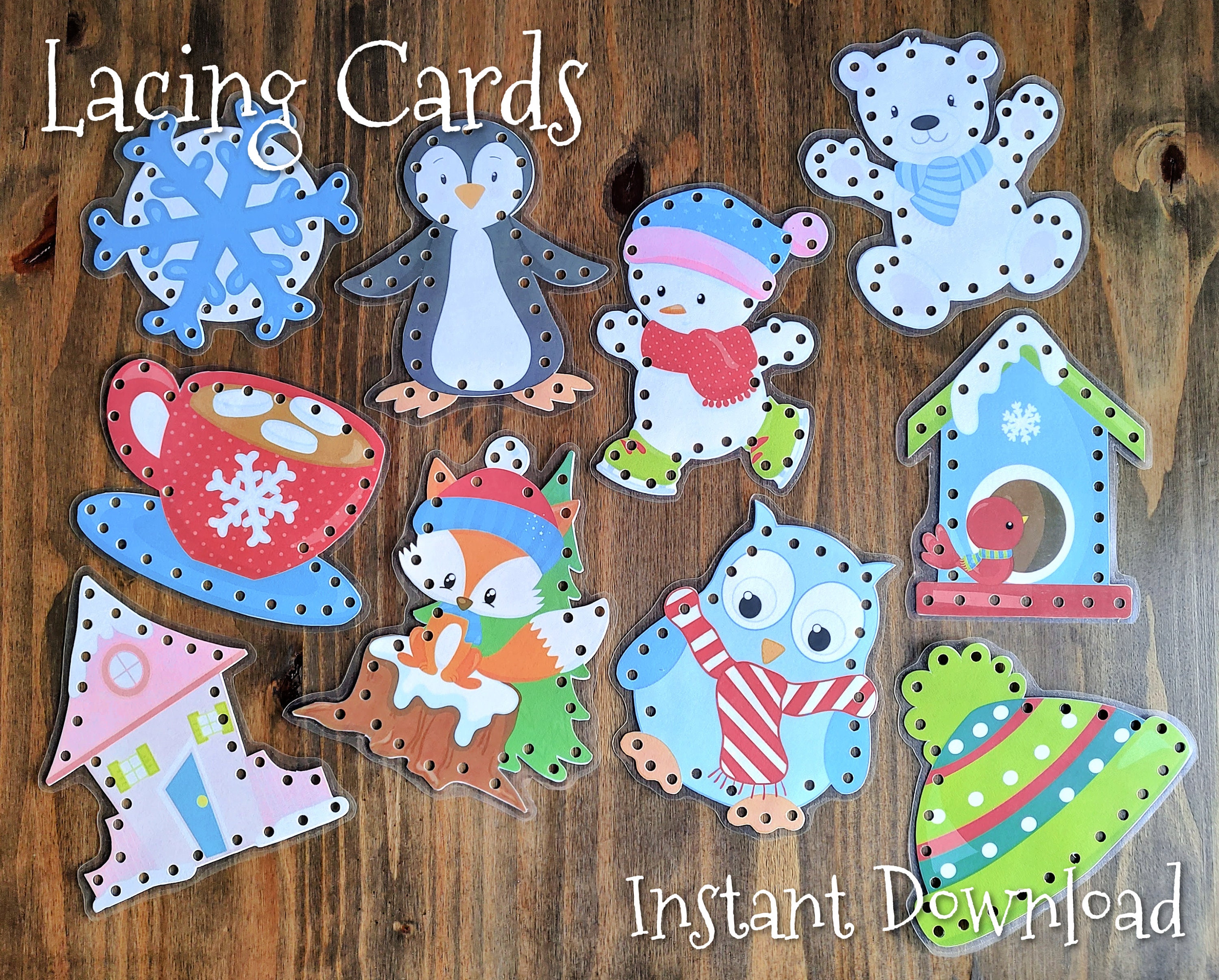 Winter Lacing Cards, Fine Motor Activity, Preschool Centers, Preschool ...