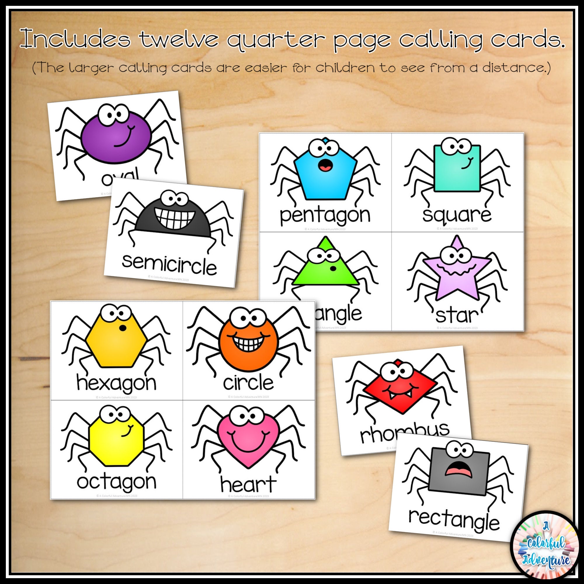 Spider Shapes 3x3 Preschool Bingo Printable, Kids Party Game, Shape ...