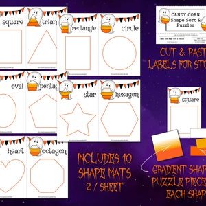 Candy Corn Shapes Activity Printable Halloween Math - Etsy
