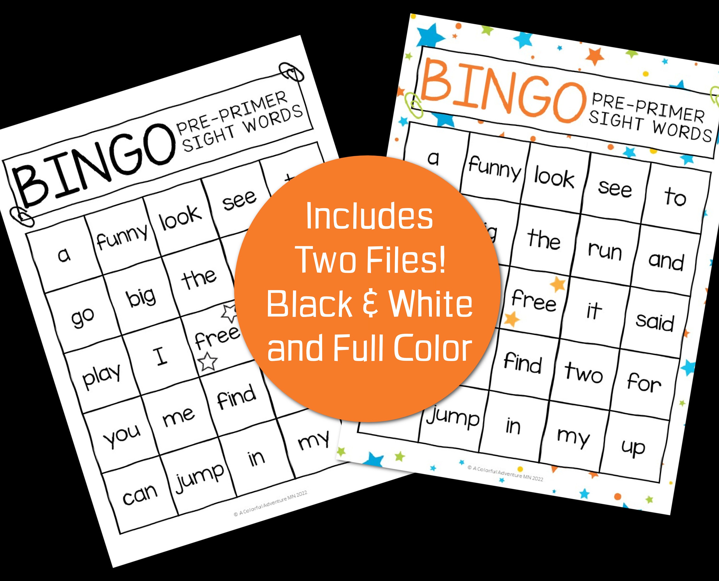 Sight Word Bingo Printable, Kids School Party Game, Kindergarten Bingo ...