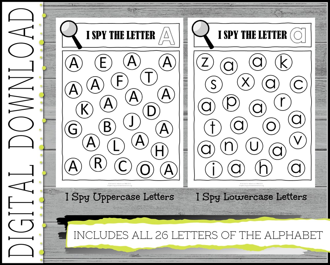 Alphabet I Spy Educational Printable Letter Recognition - Etsy