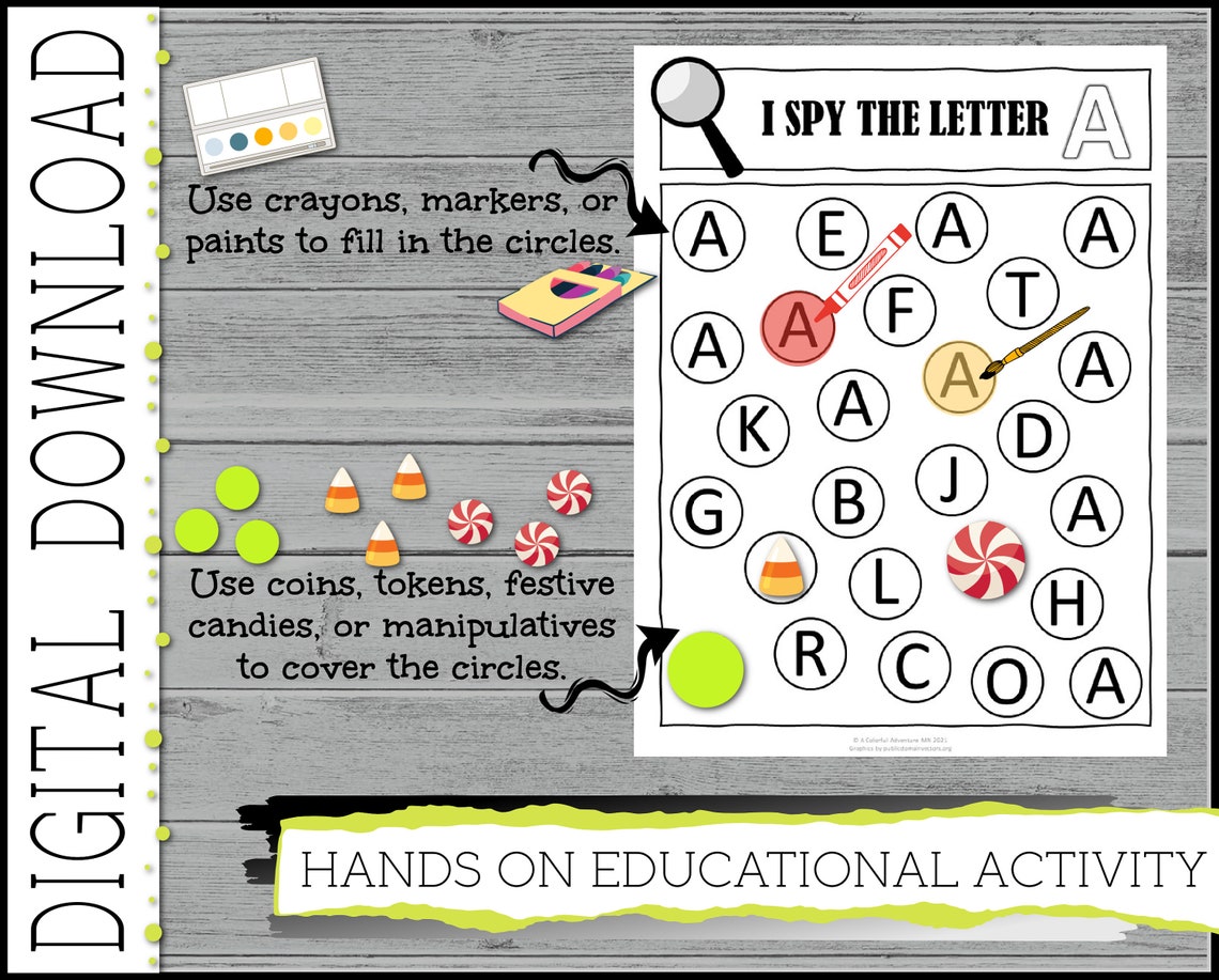 Alphabet I Spy Educational Printable Letter Recognition - Etsy
