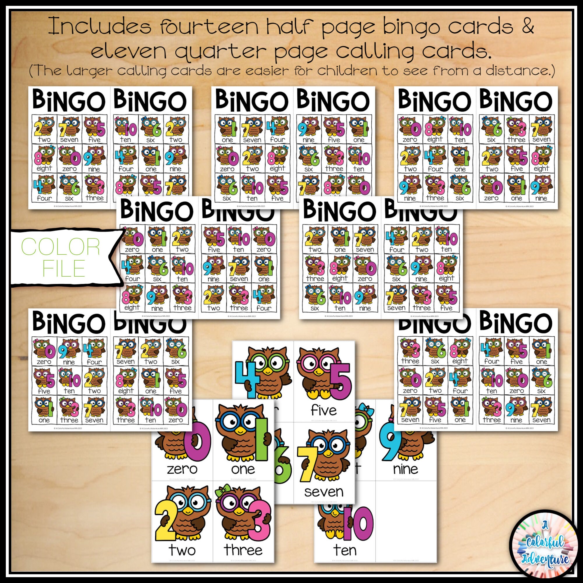 Woodland Owl Numbers 3x3 Preschool Bingo Printable, Kids Party Game ...
