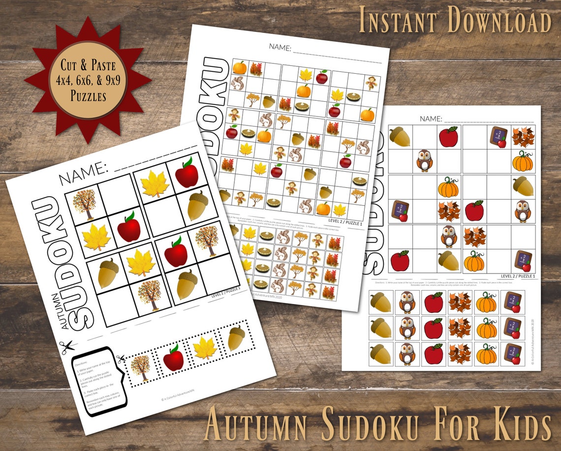 Sudoku for Kids Daycare Set 4x4 Sudoku 6x6 Sudoku 9x9 - Etsy
