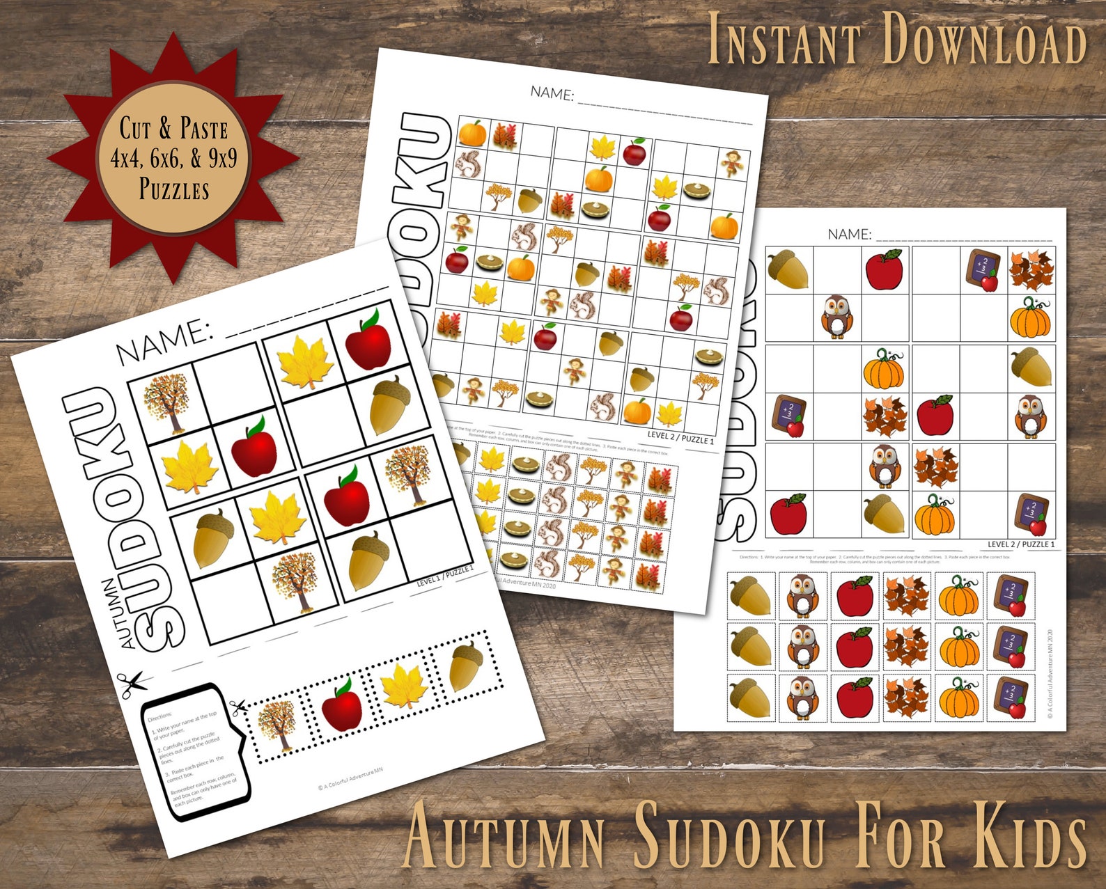 Sudoku for Kids Daycare Set 4x4 Sudoku 6x6 Sudoku 9x9 - Etsy