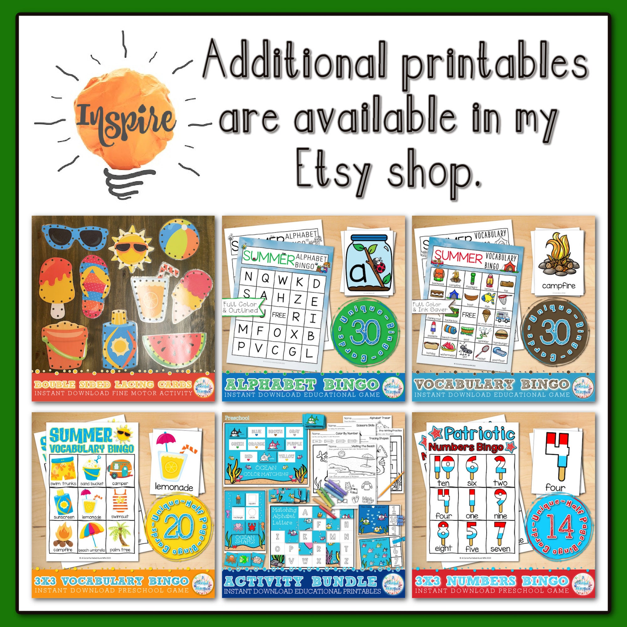 Summer Printables for Kids Interactive Educational Summer Preschool ...
