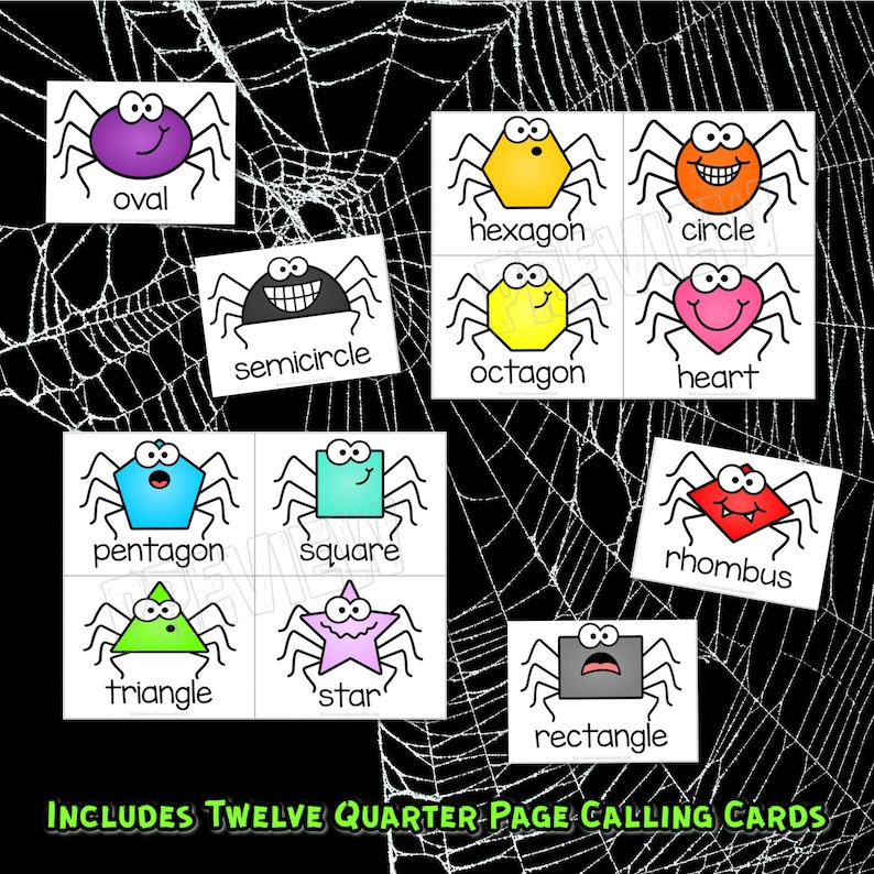 Spider Shapes Printable Bingo Game for Kids Preschool Shapes - Etsy México