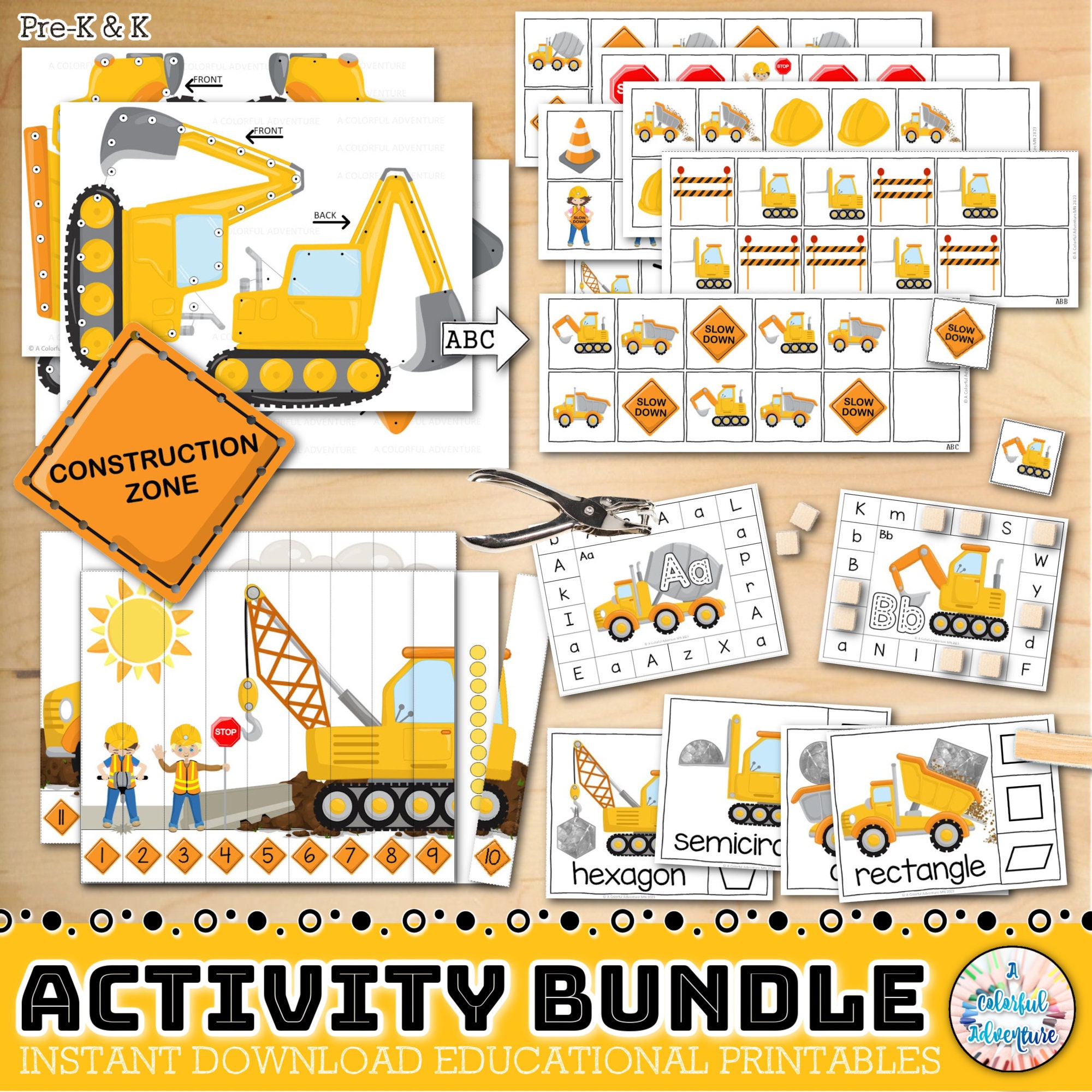 Heavy Equipment Construction Printables for Kids, Math and Literacy ...