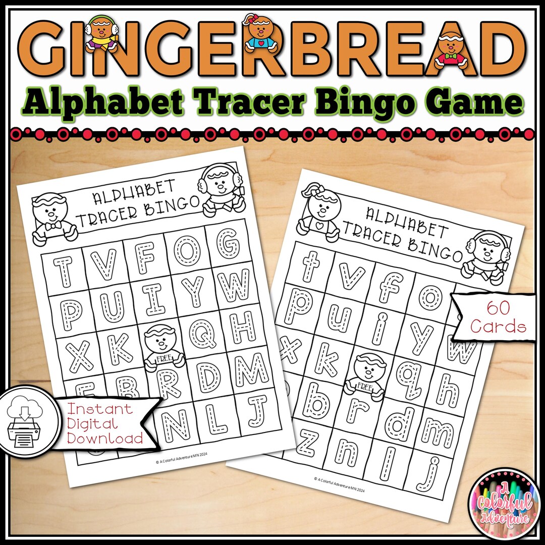 Gingerbread Alphabet Tracer Bingo: Christmas Kids Game (digital ...