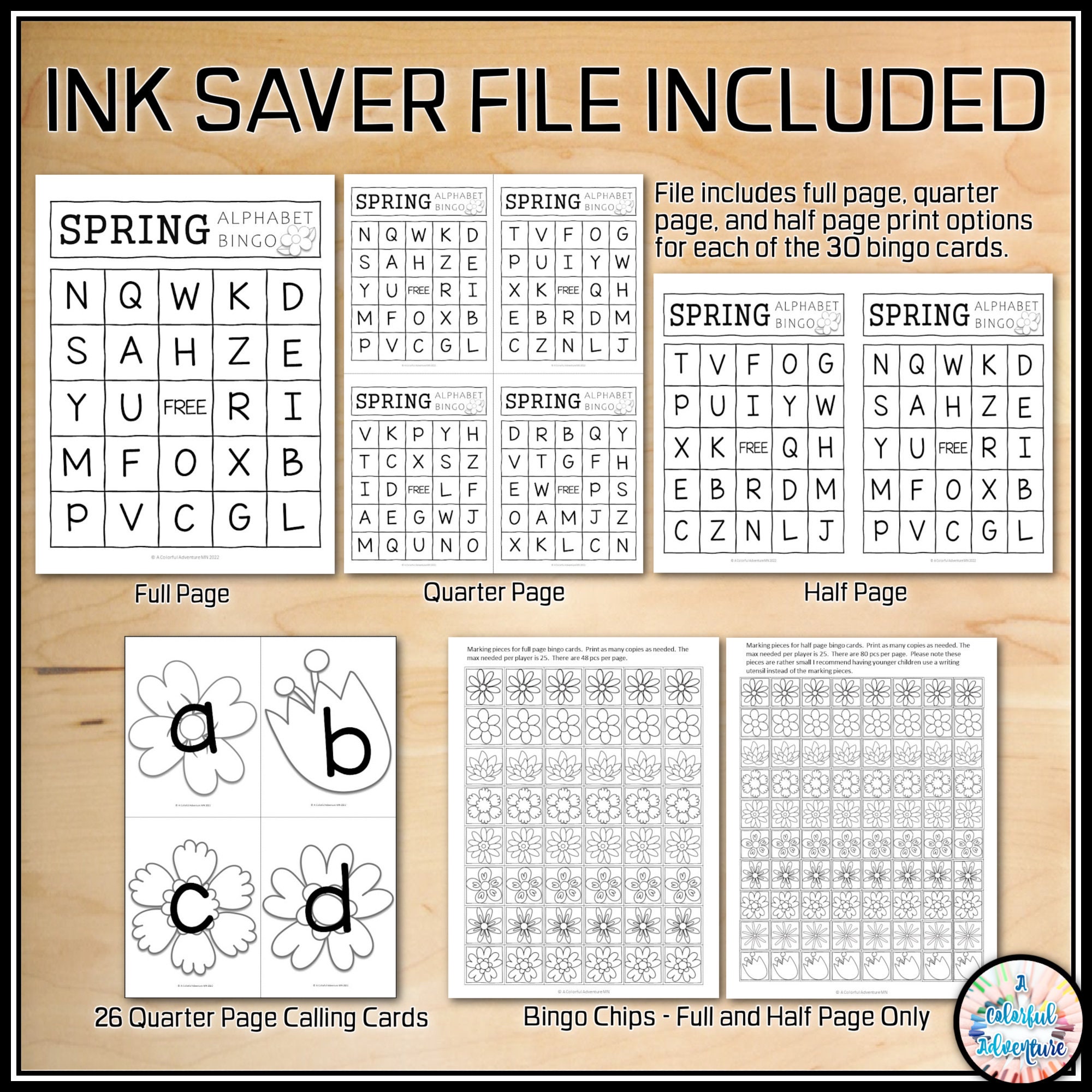 Spring Printable Alphabet Bingo Game for Kids, Learning to Recognize ...