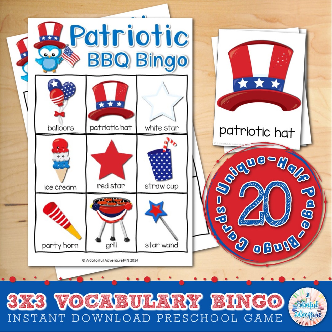 Patriotic BBQ Bingo: Preschool 4th of July Game (digital Download) - Etsy