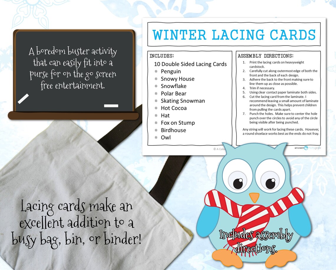 Winter Lacing Cards, Fine Motor Activity, Preschool Centers, Preschool ...
