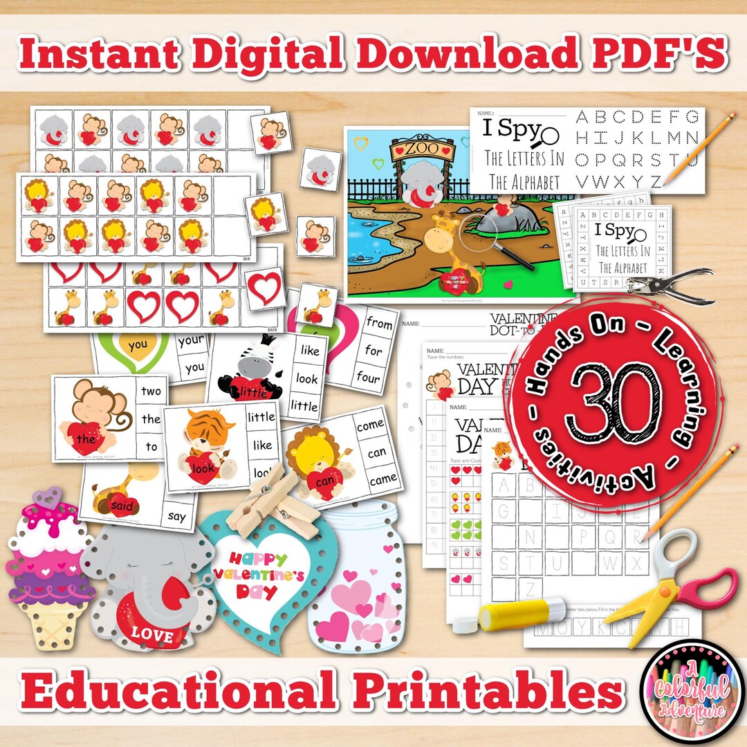 Valentine's Day Printable Bundle: Educational Preschool and ...