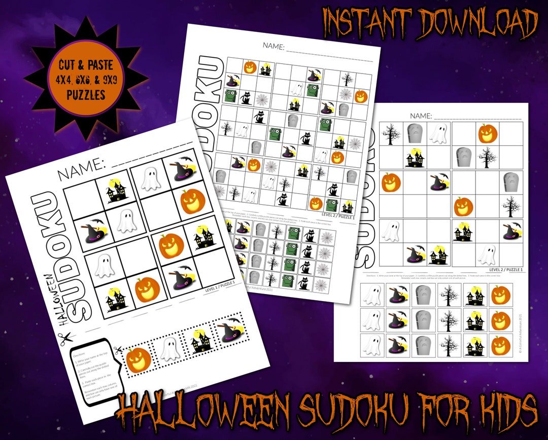 Halloween Sudoku Printables for Kids Childcare Set 4x4 - Etsy