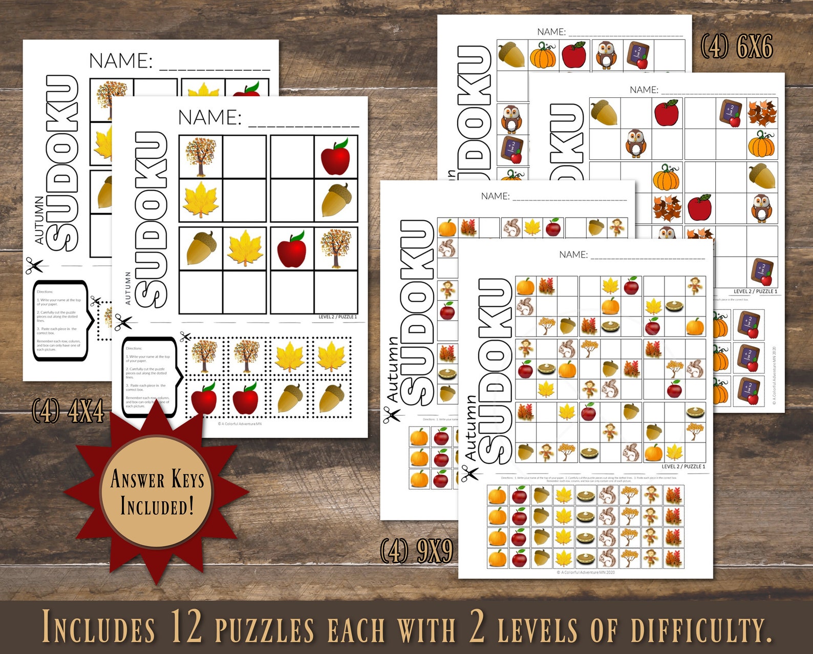 Sudoku for Kids Daycare Set 4x4 Sudoku 6x6 Sudoku 9x9 - Etsy