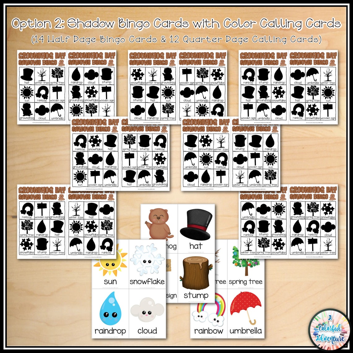 Groundhog Day Shadows Preschool Bingo Printable, Kids Party Game ...