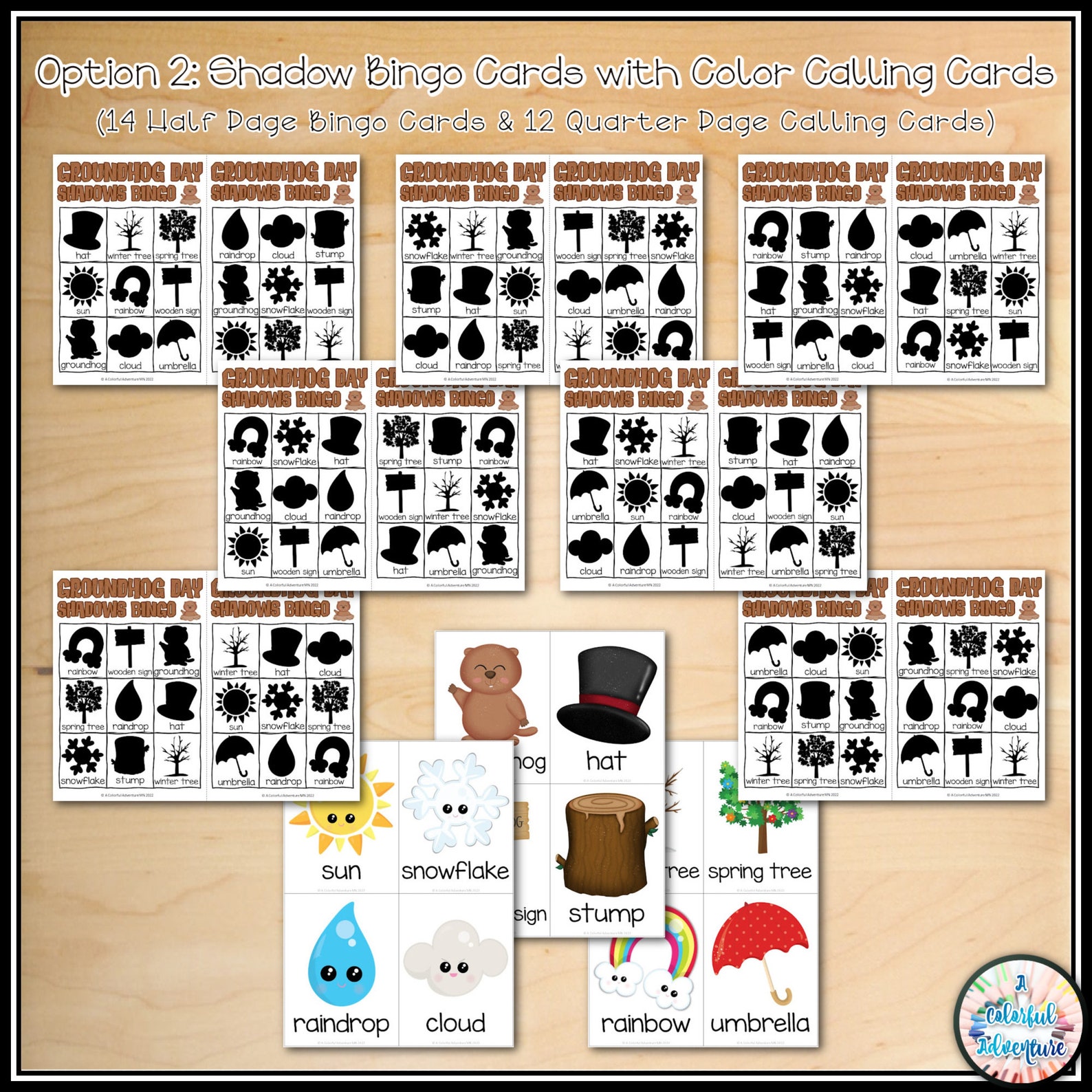 Groundhog Day Shadows Preschool Bingo Printable, Kids Party Game ...
