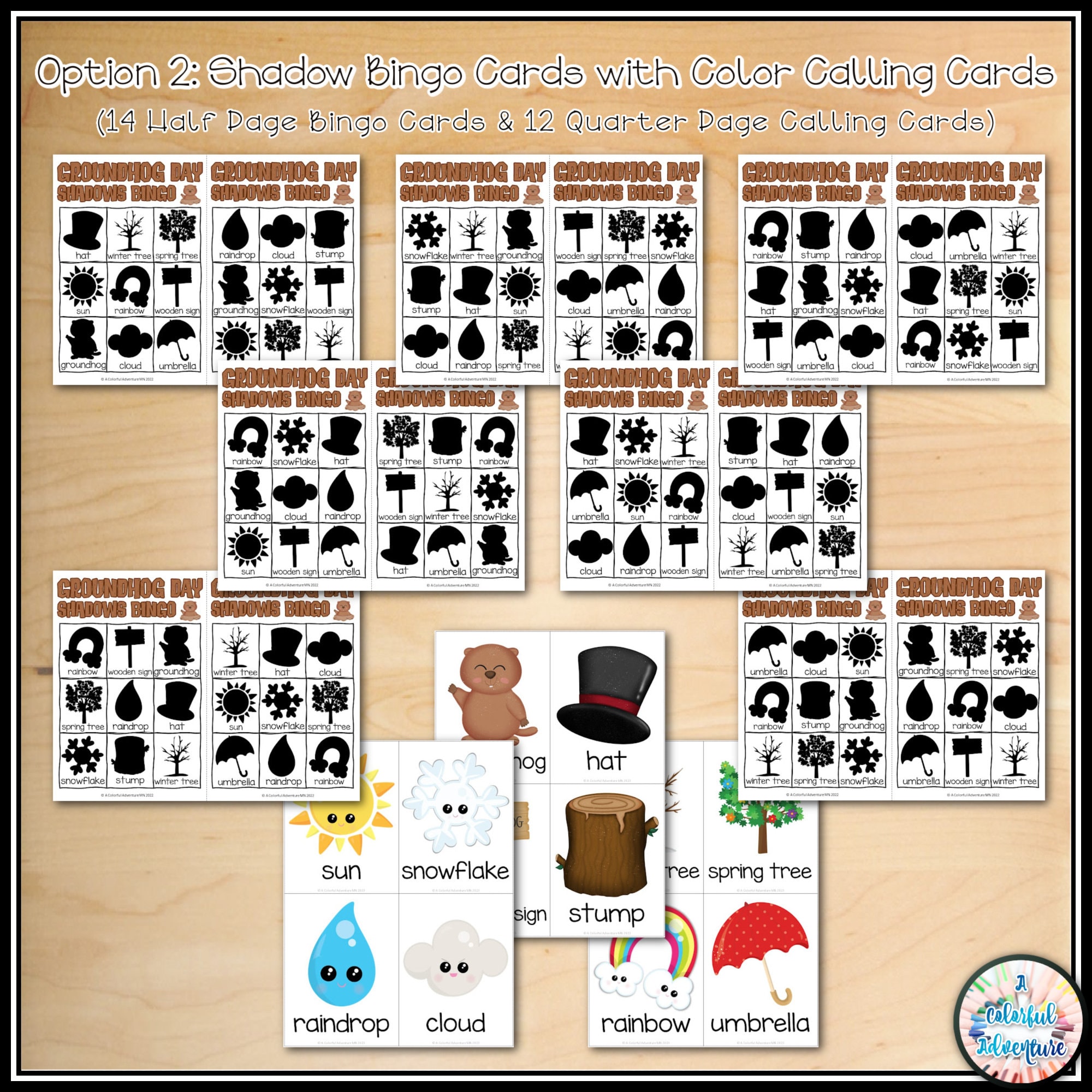 Groundhog Day Shadows Preschool Bingo Printable, Kids Party Game ...