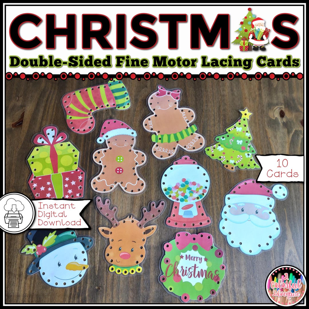 Christmas Lacing Cards: Fine Motor Skills Activity (digital Download ...
