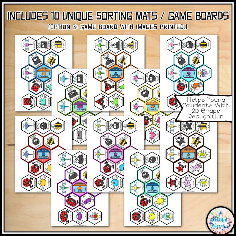 Insects Shape Sort and Game Printable for Kids, Learn to Recognize and ...