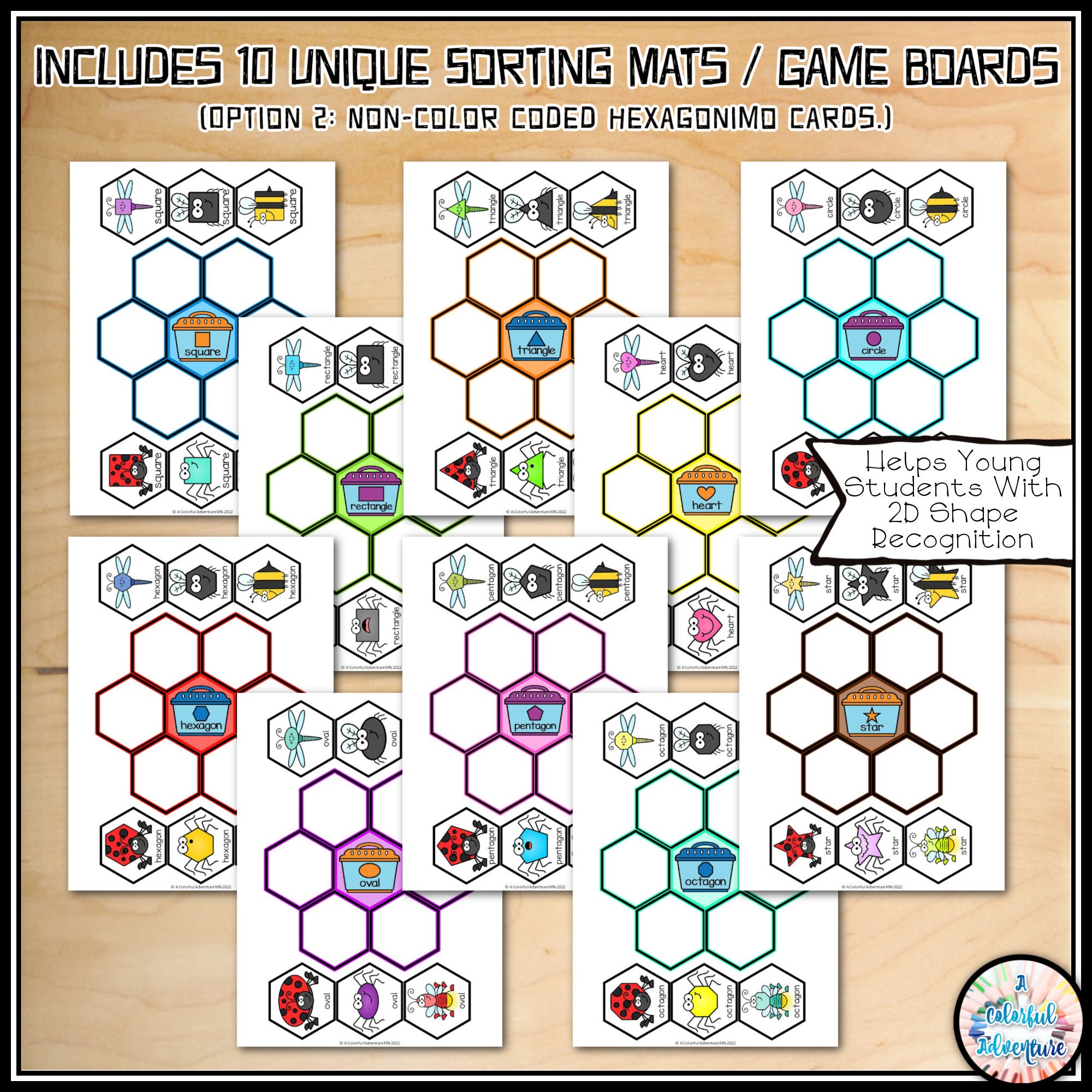 Insects Shape Sort and Game Printable for Kids, Learn to Recognize and ...