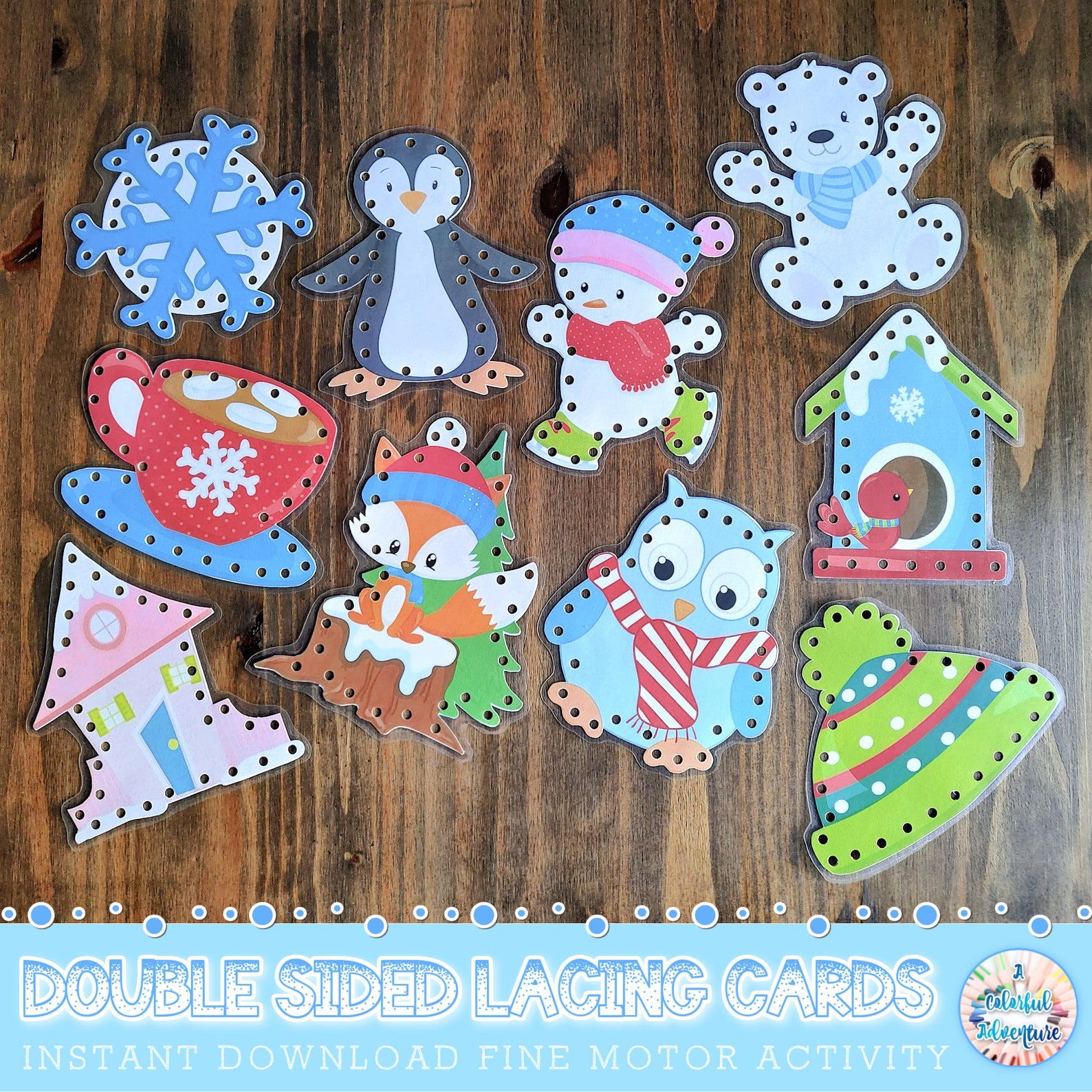 Winter Lacing Cards, Fine Motor Activity, Preschool Centers, Preschool ...