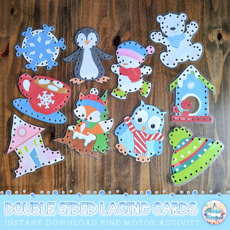 Winter Lacing Cards, Fine Motor Activity, Preschool Centers, Preschool ...