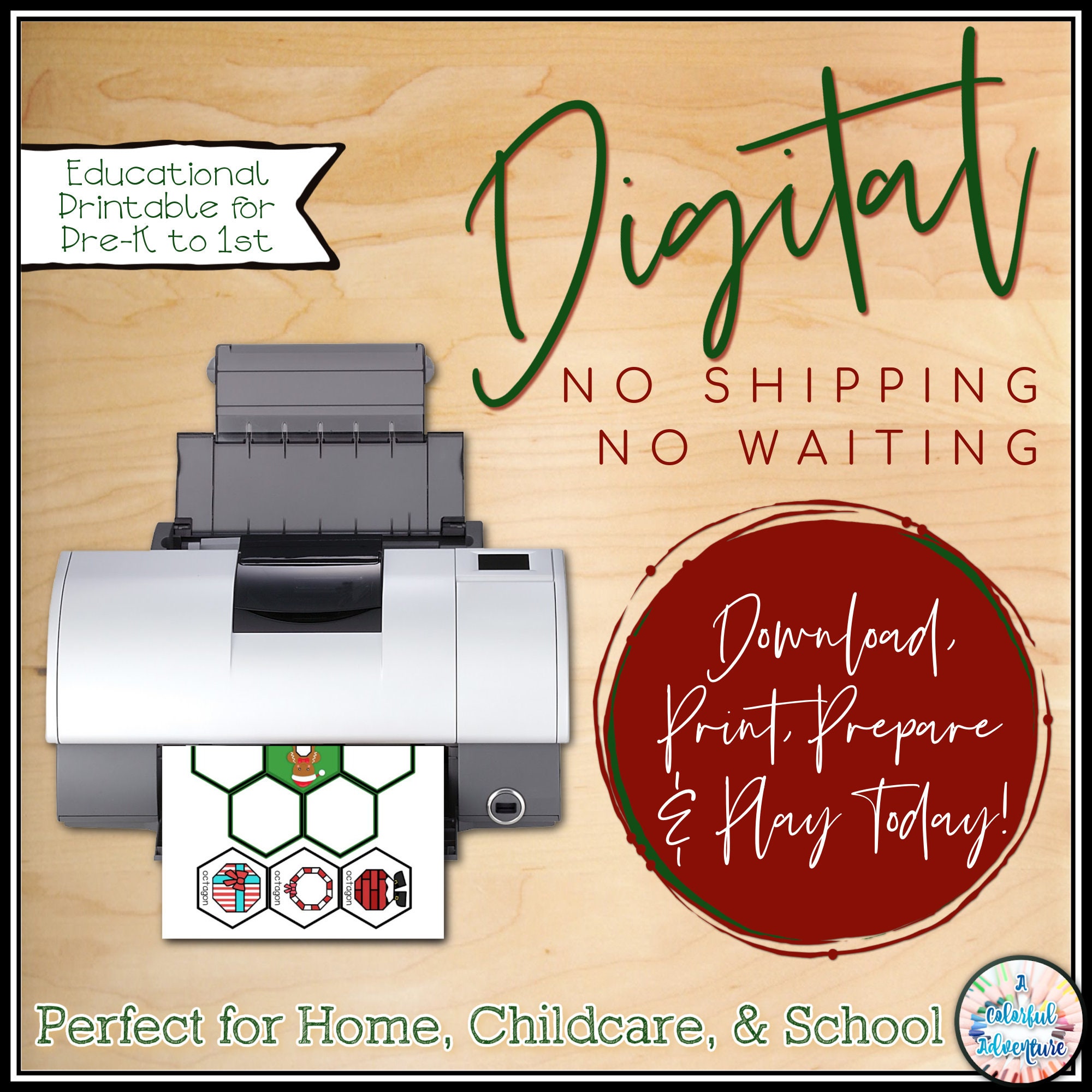 Christmas Preschool Printable Shapes Sorting Activity and Game, 2D ...