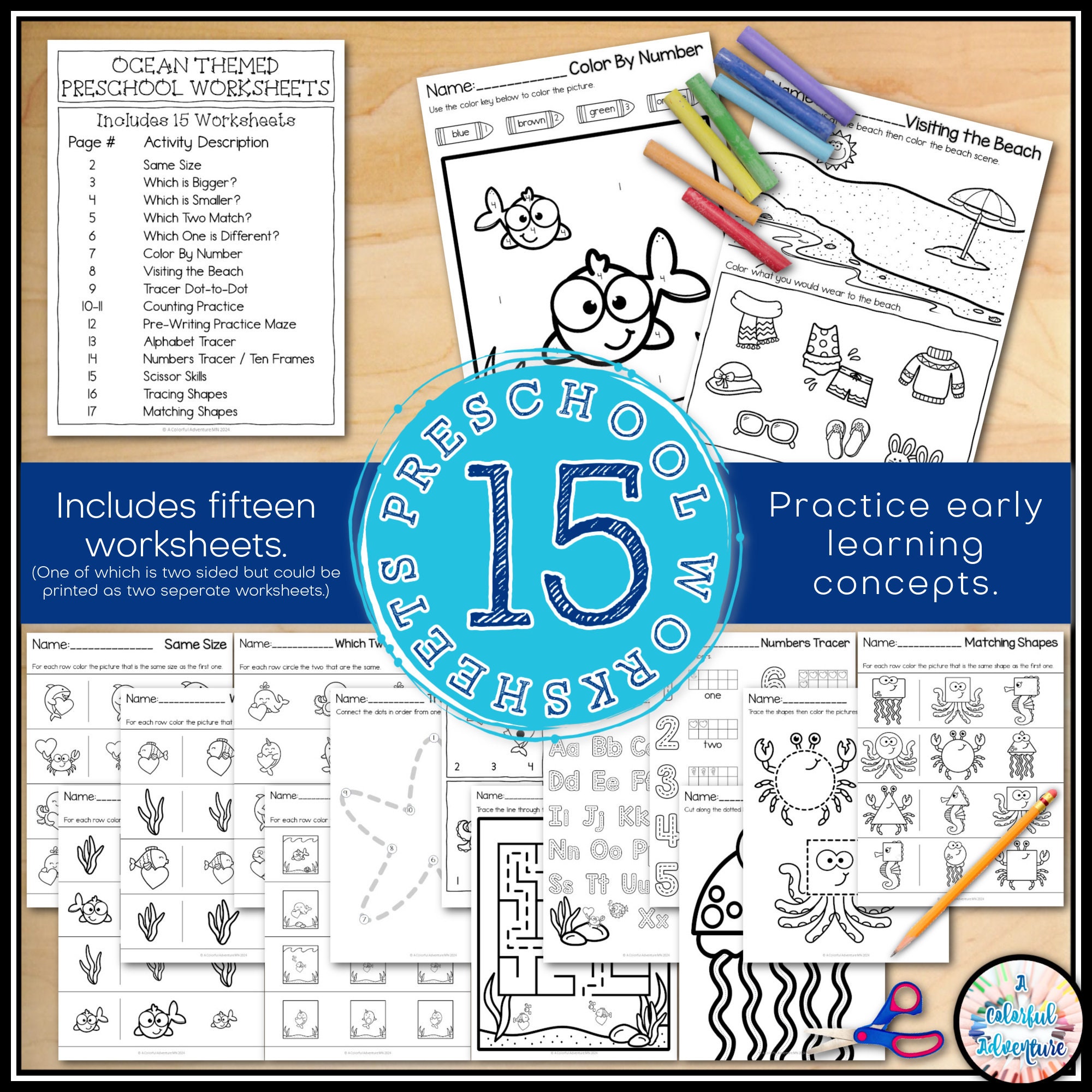Under the Sea Ocean Themed Preschool Printable Activities for Kids ...