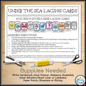 Under the Sea Lacing Cards, Fine Motor Activity, Preschool Centers ...