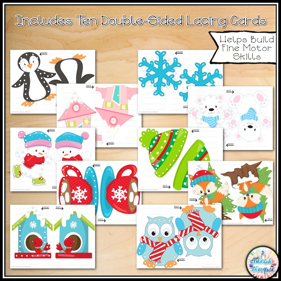 Winter Lacing Cards, Fine Motor Activity, Preschool Centers, Preschool ...
