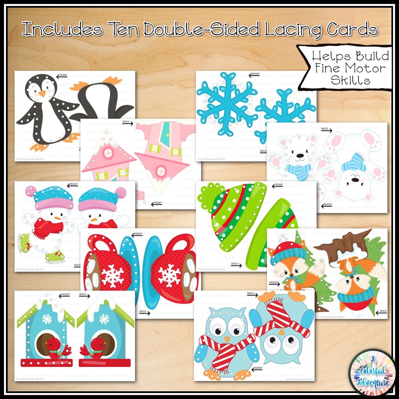 Winter Lacing Cards, Fine Motor Activity, Preschool Centers, Preschool ...