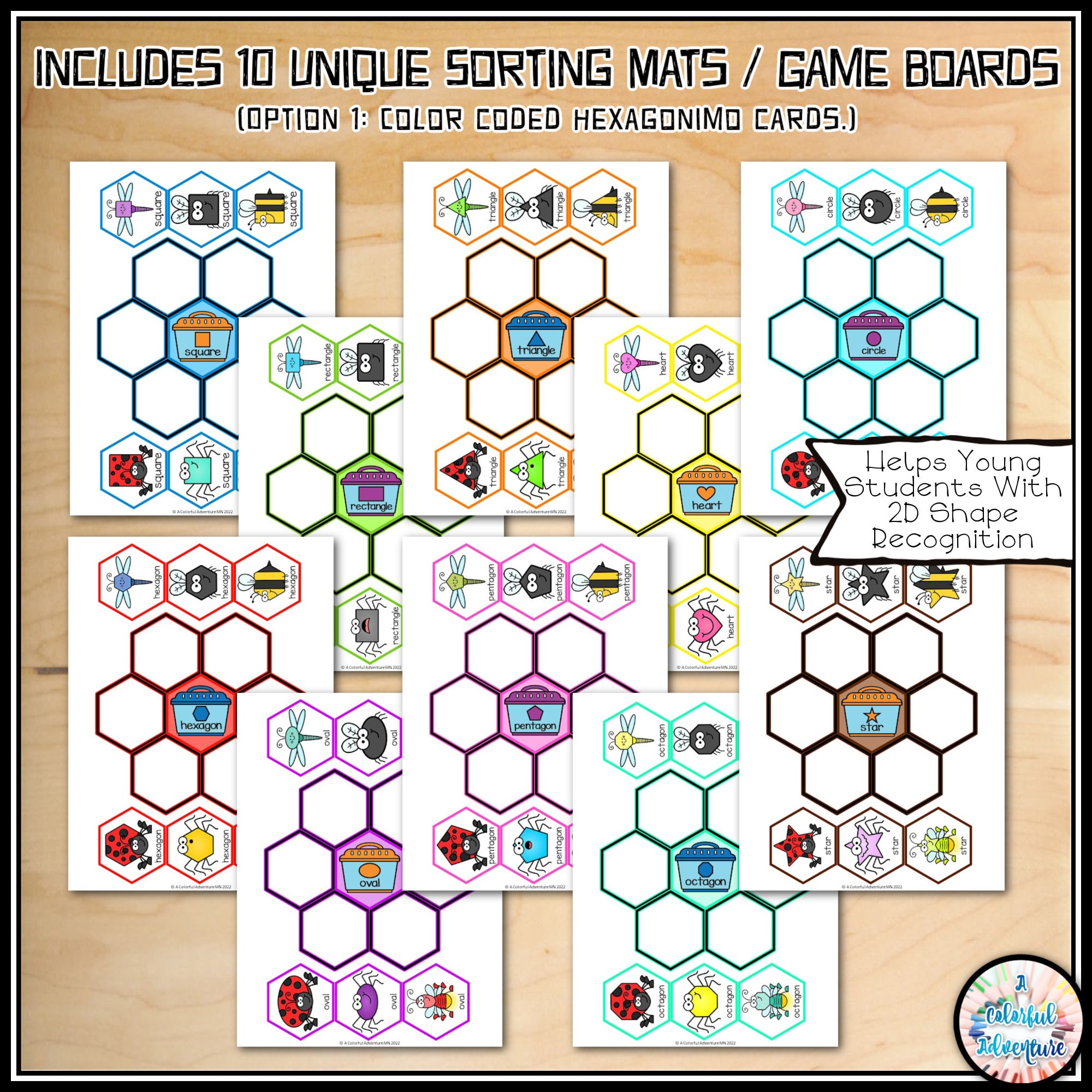 Insects Shape Sort and Game Printable for Kids, Learn to Recognize and ...