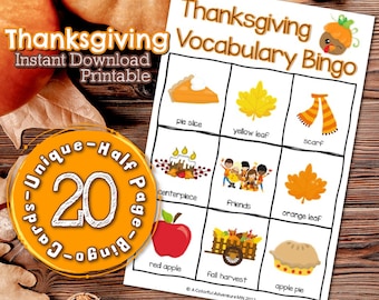 Thanksgiving Bingo Activity Thanksgiving Game - Etsy