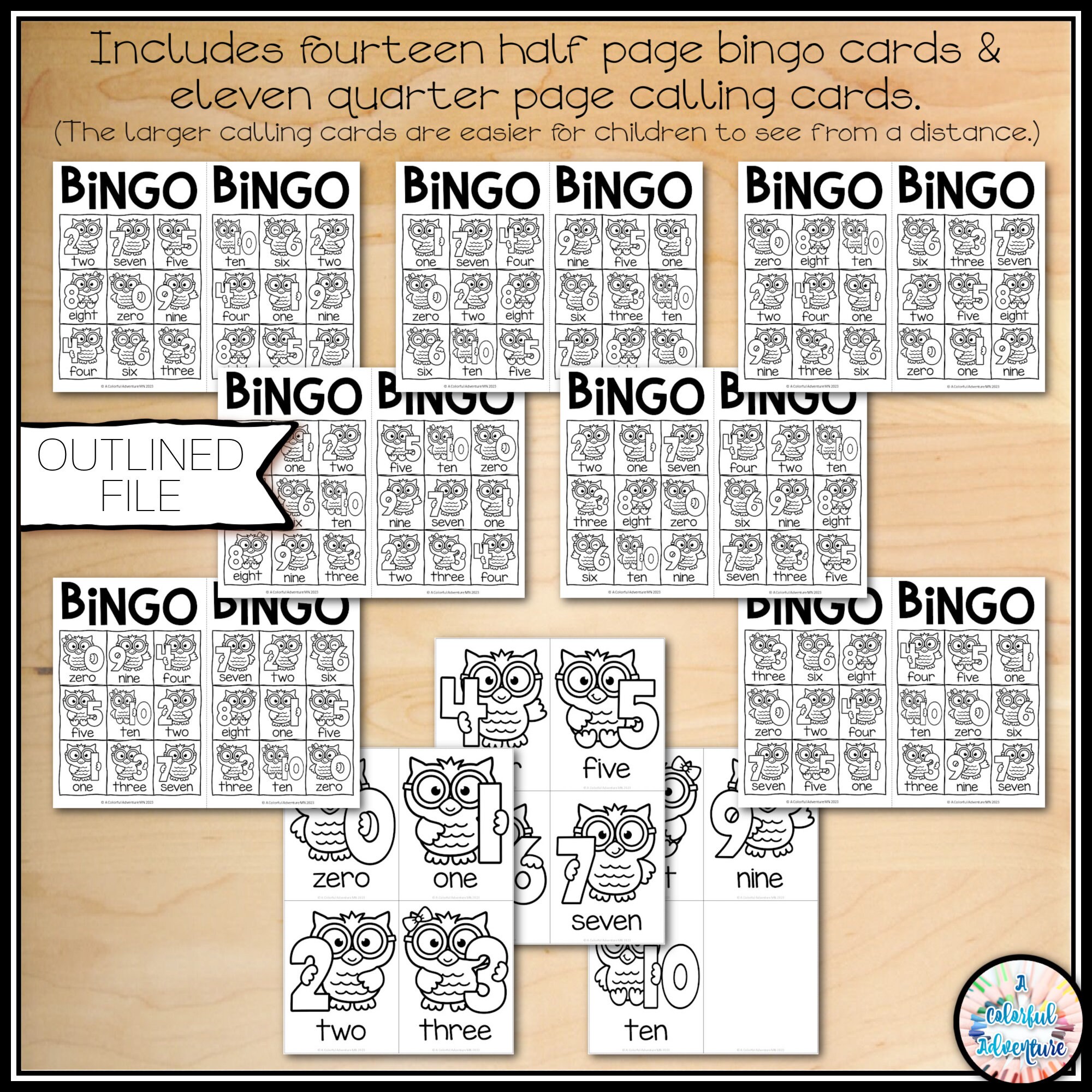 Woodland Owl Numbers 3x3 Preschool Bingo Printable, Kids Party Game ...
