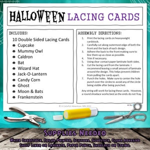 Halloween Lacing Cards, Halloween Sewing Cards, Fine Motor Activity ...