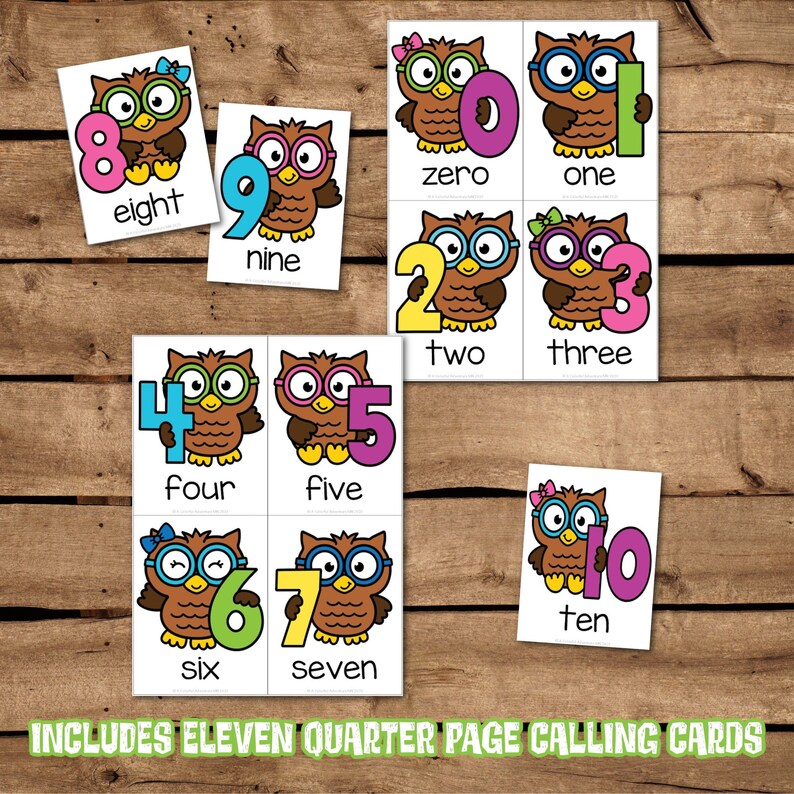 Numbers 3x3 Printable Preschool Bingo Game Woodland Owls - Etsy