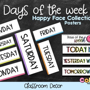 Days of the Week Posters | Back to School | Classroom Decoration - Etsy