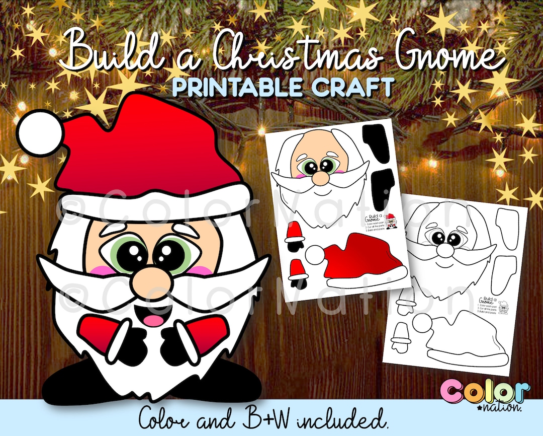 Build a Christmas Gnome Craft Christmas Coloring Pages Winter Craft - Etsy
