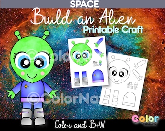 Build an Alien + UFO Printable Craft - Spaceship - Outer Space Coloring ...
